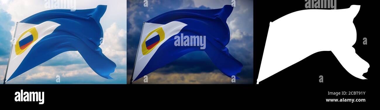Flag of Chukotka Autonomous Okrug. High resolution close-up 3D ...