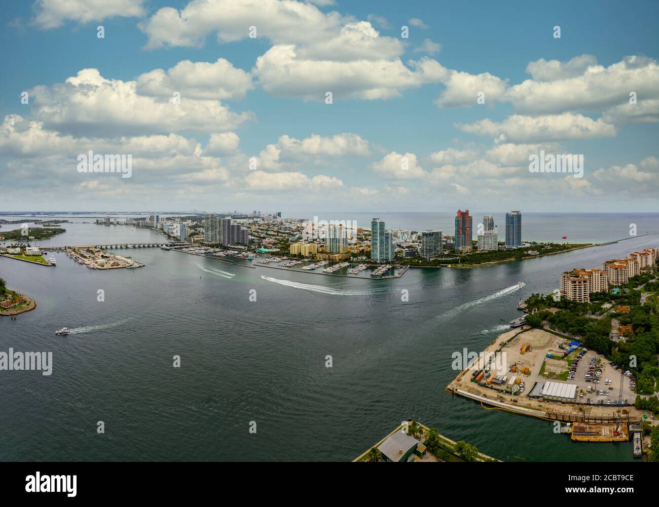 Beautiful aerial drone photo of Miami Beach Government Cut inlet to ...