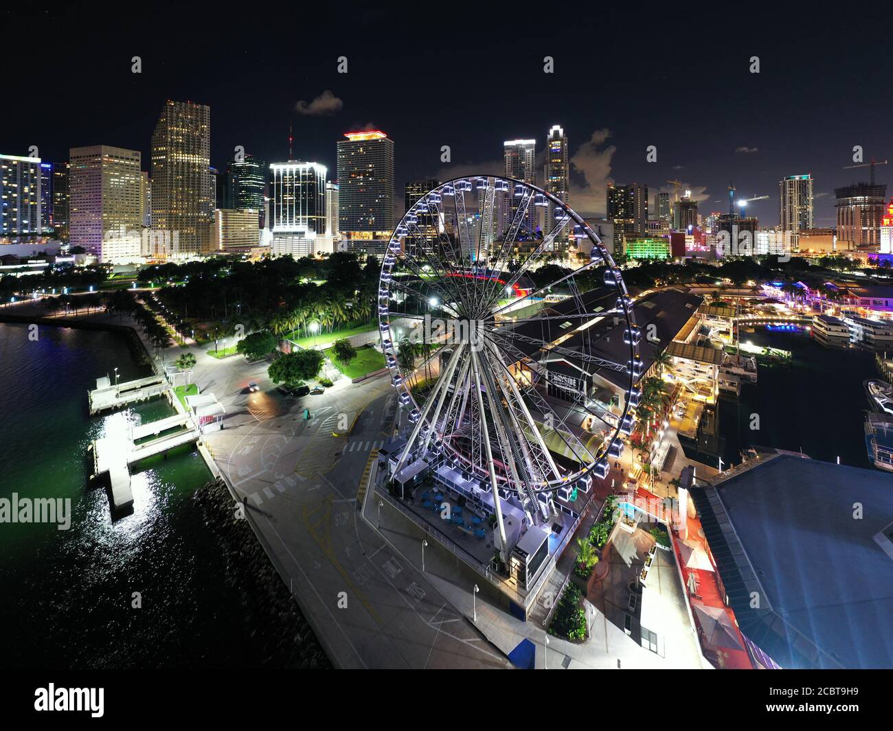 Aerial photo Skyviews Miami ferris wheel at Bayside Marketplace view of ...