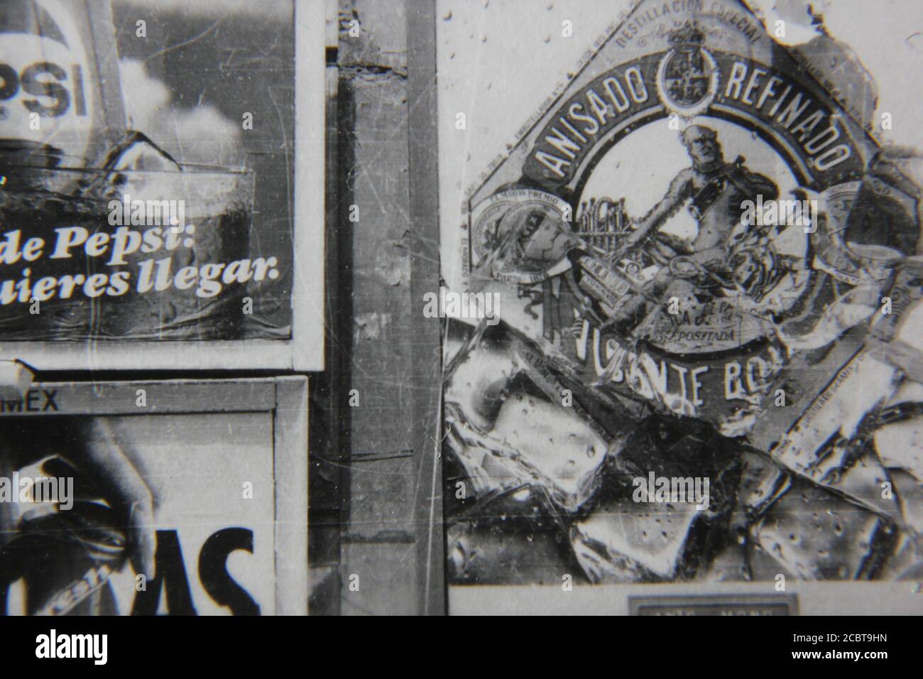 Fine 1970s vintage black and white photography of Spanish ads of ...