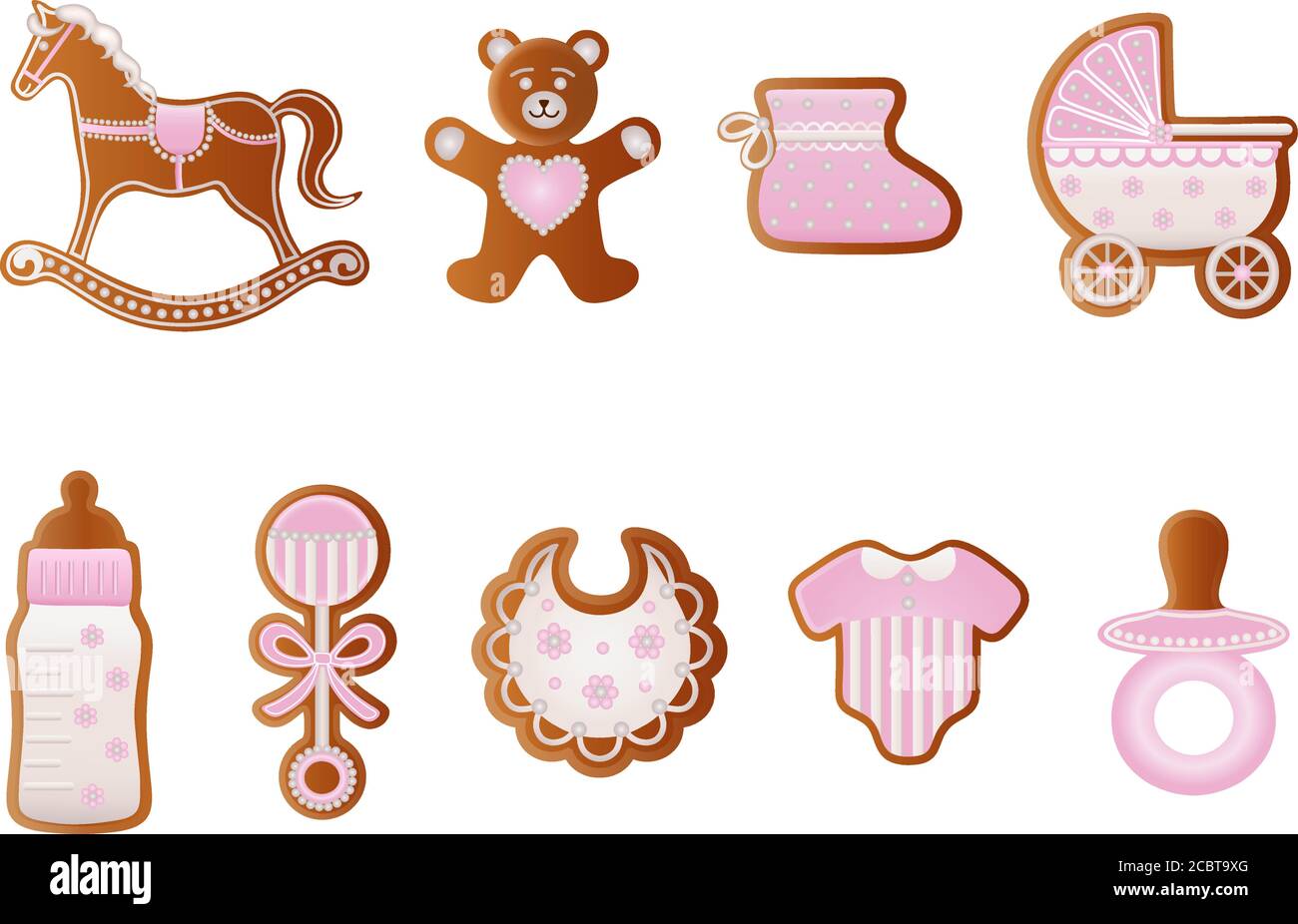 Baby shower gingerbreads. Pink cookies for baby girl. Rocking horse ...