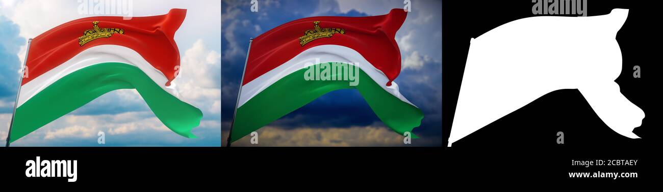 Flag of Kaluga Oblast. High resolution close-up 3D illustration. Flags ...