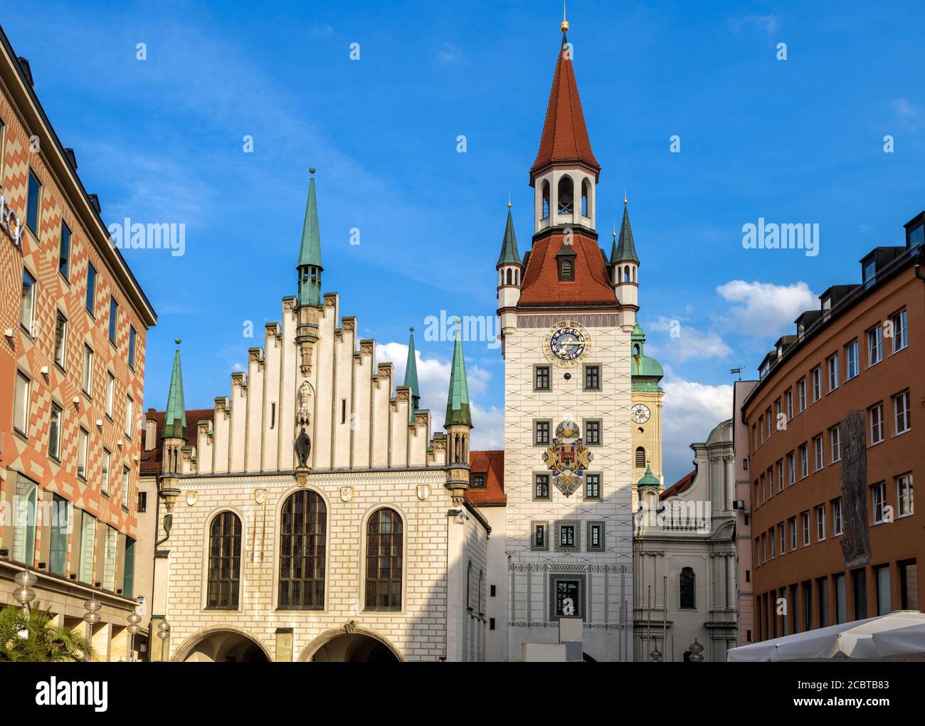 Old Town Hall on Marienplatz square in Munich, Bavaria, Germany. It is ...