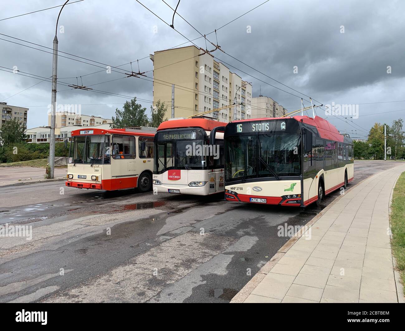 Three different generation trolleybuses at Pasilaiciai ring (Pasilaiciu ...