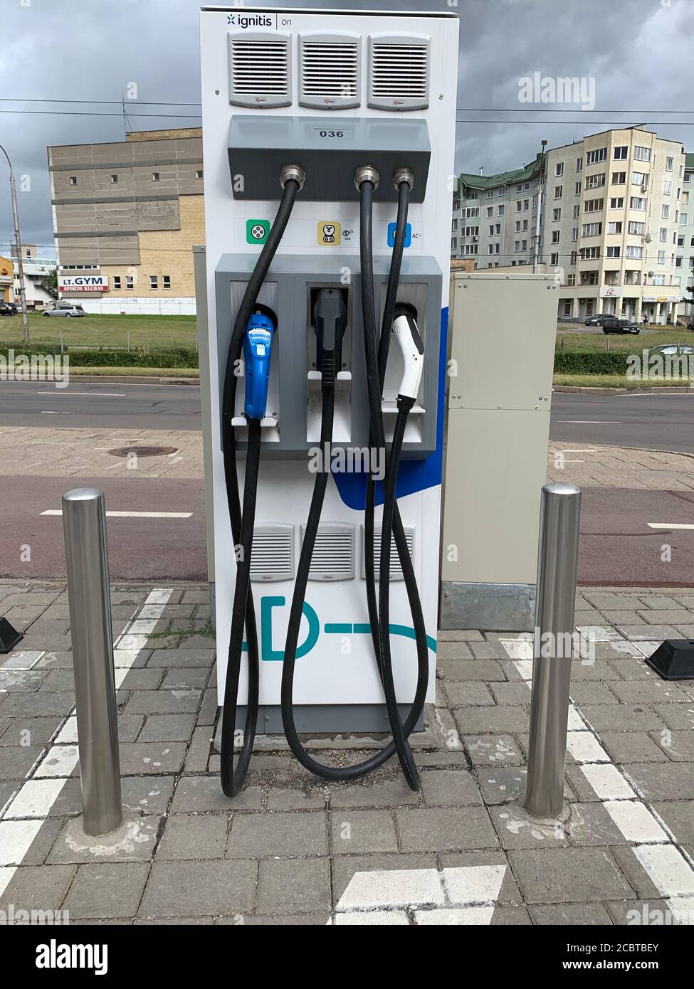 Ignitis charging station for electric vehicles next to Kubas shopping ...