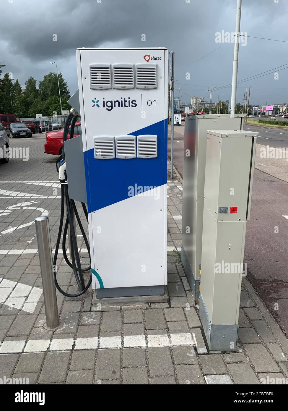 Ignitis charging station for electric vehicles next to Kubas shopping ...