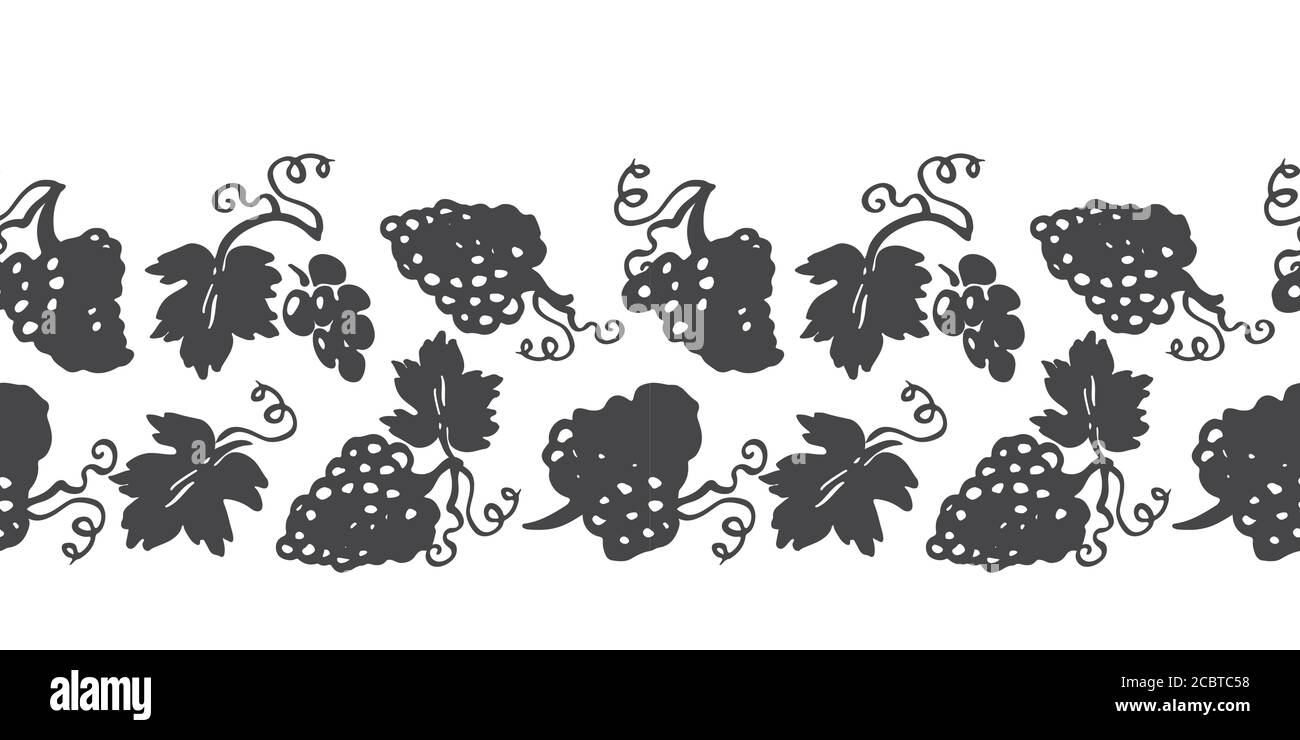 Wine Grapes Drawing Border Border Grapes Grapevine Wine Stock