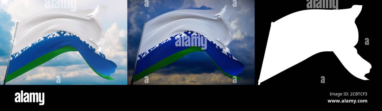 Flag of Nenets Autonomous Okrug. High resolution close-up 3D ...