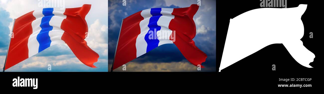 Flag of Omsk Oblast. High resolution close-up 3D illustration. Flags of ...
