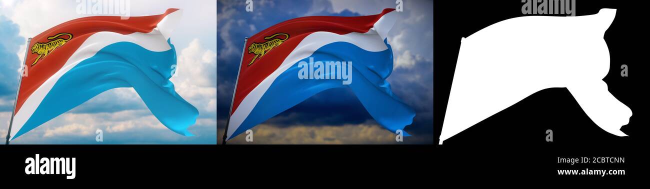 Flag of Primorsky Krai. High resolution close-up 3D illustration. Flags ...