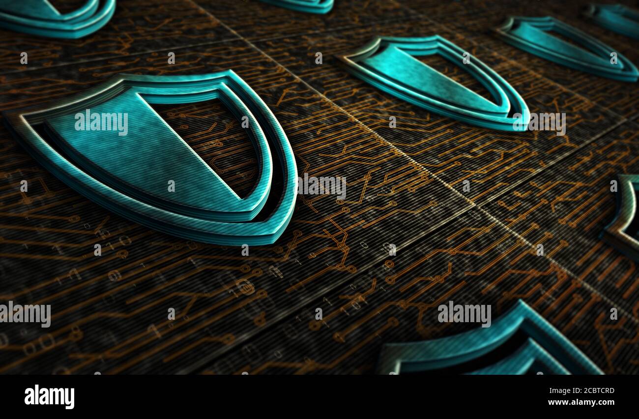 Cyber security, computer protection, digital safety technology with ...