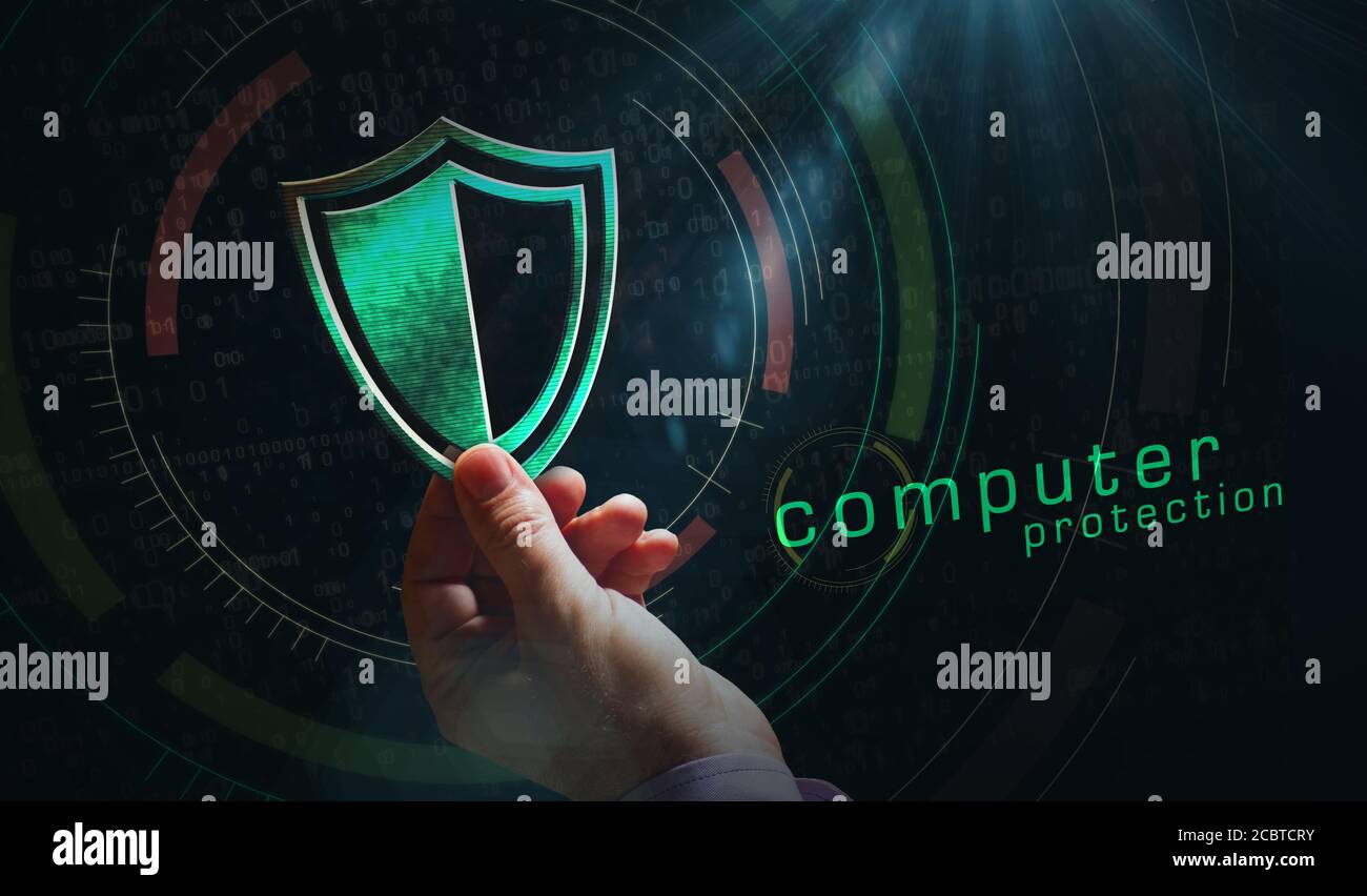 Cyber security, computer protection, digital safety technology with ...