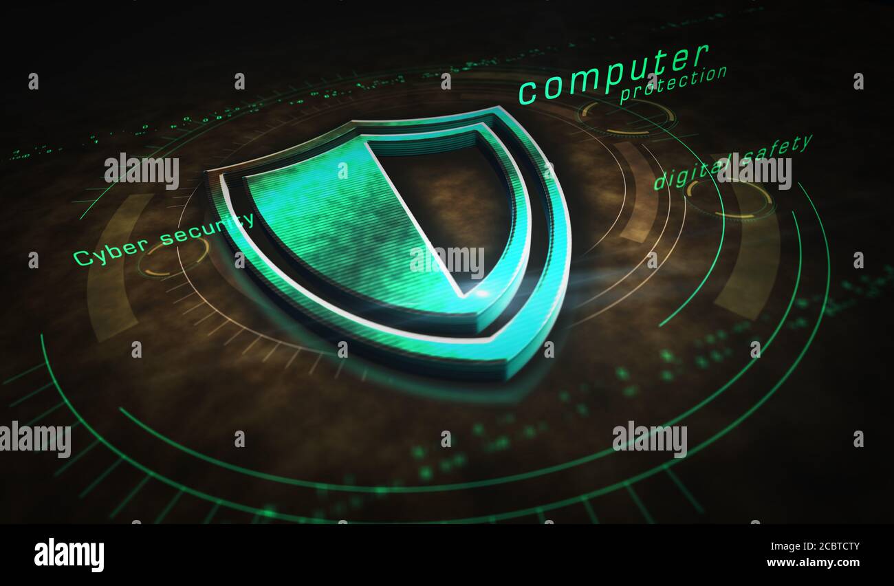 Cyber security, computer protection, digital safety technology with ...