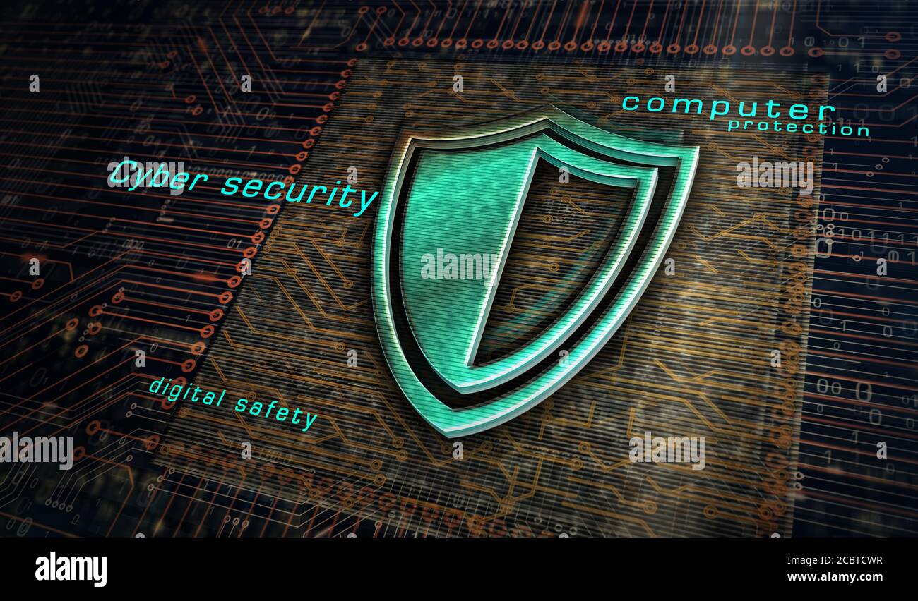 Cyber security, computer protection, digital safety technology with ...