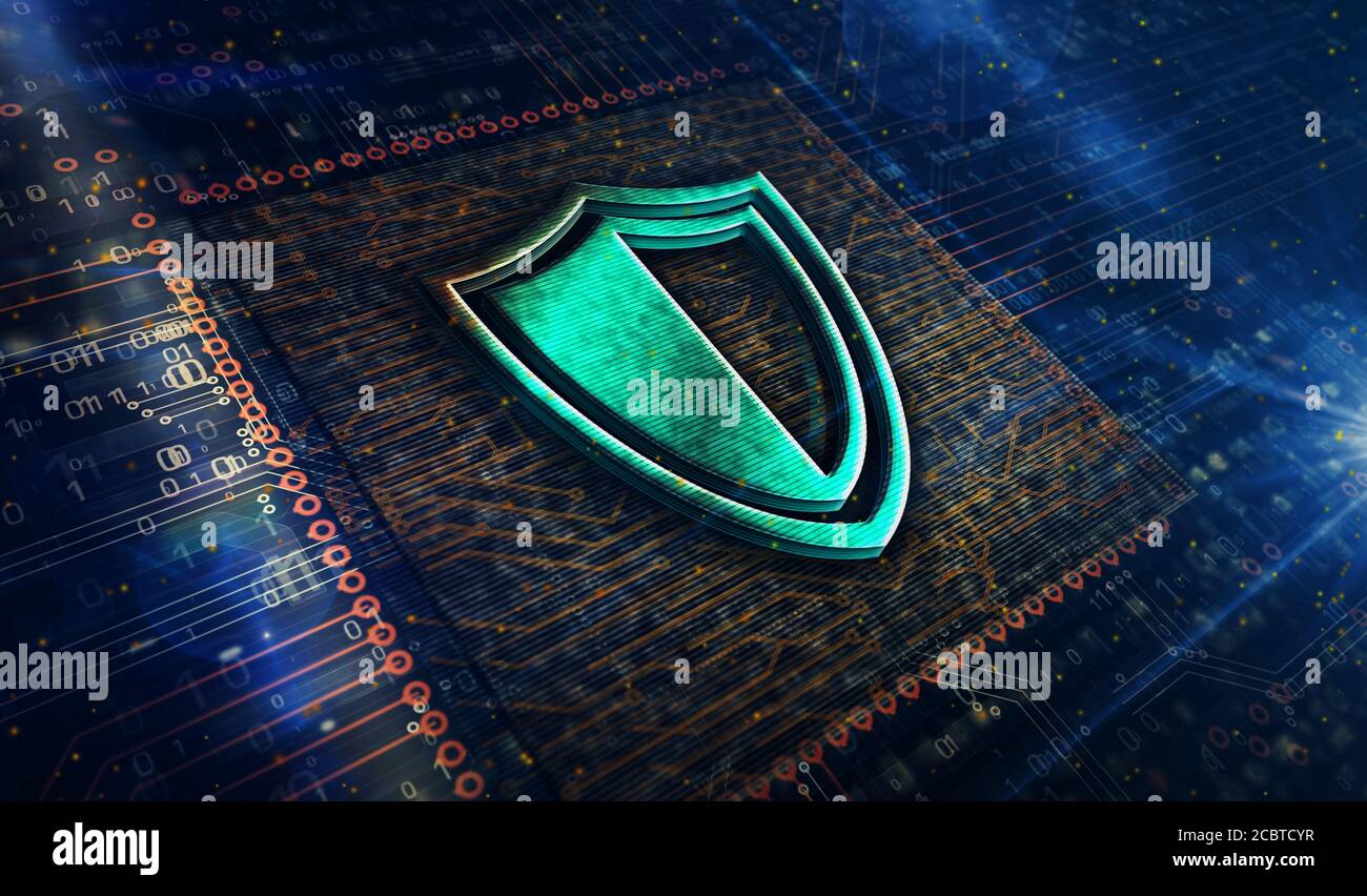 Cyber security, computer protection, digital safety technology with ...