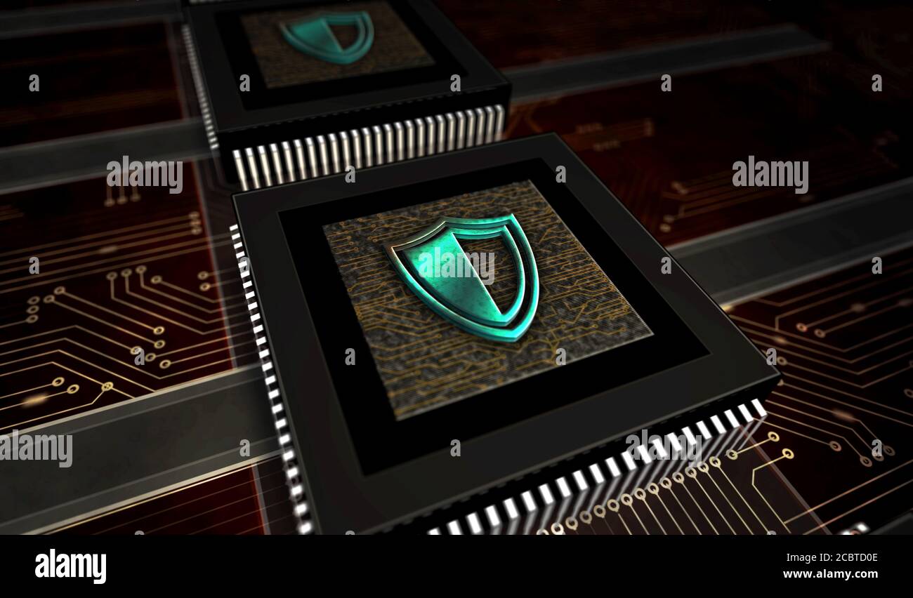 Cyber security, computer protection, digital safety technology with ...