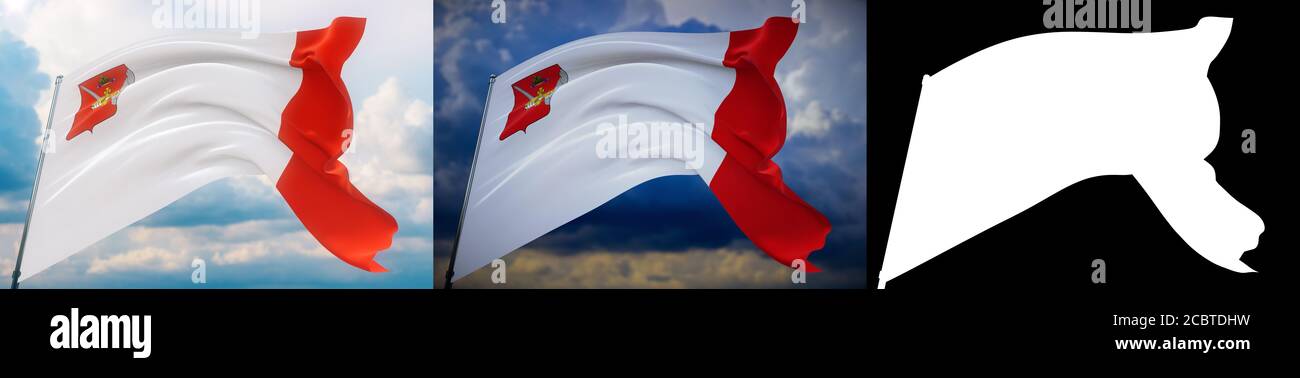 Flag of Vologda Oblast. High resolution close-up 3D illustration. Flags ...