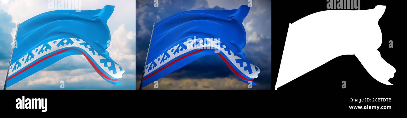 Flag of Nenets Autonomous Okrug. High resolution close-up 3D ...