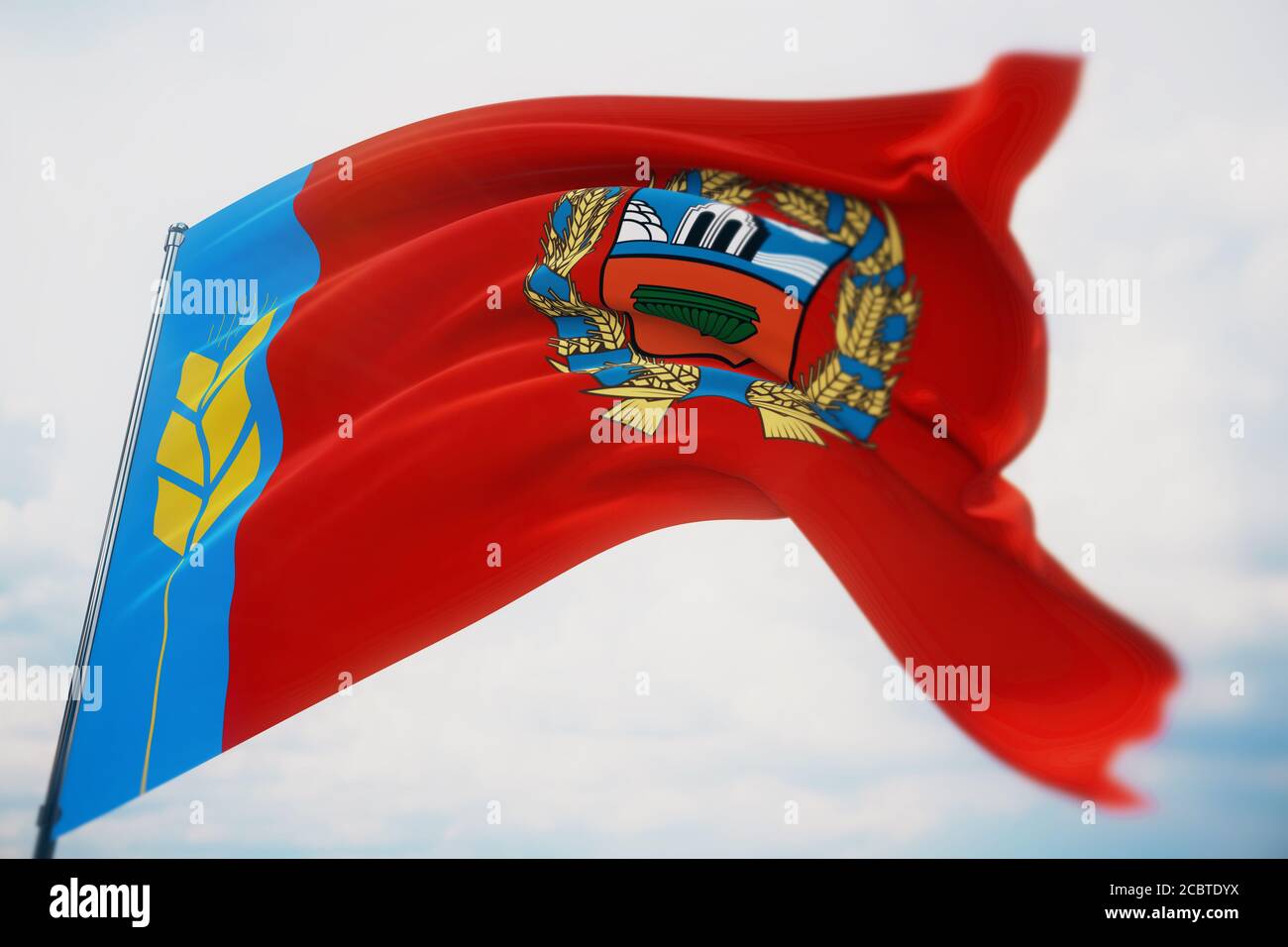 The flag of Altai Krai. High resolution close-up 3D illustration. Flags ...