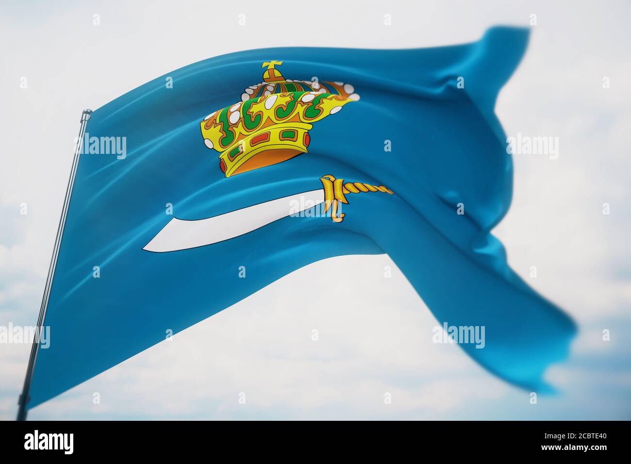 The flag of Astrakhan Oblast. High resolution close-up 3D illustration ...