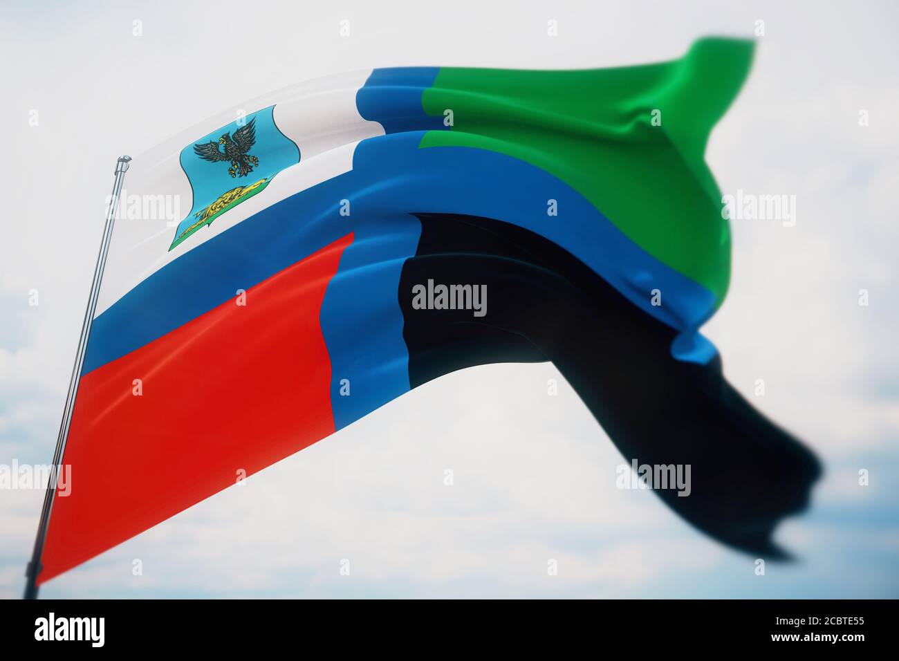 Flag of Belgorod Oblast. High resolution close-up 3D illustration ...