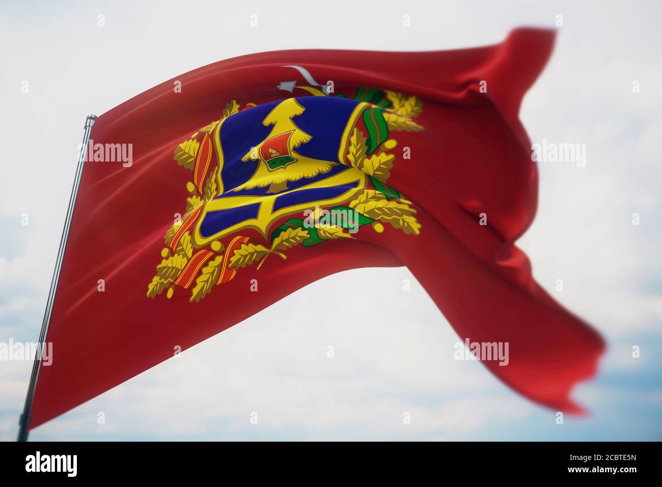 Flag of Bryansk Oblast. High resolution close-up 3D illustration. Flags ...