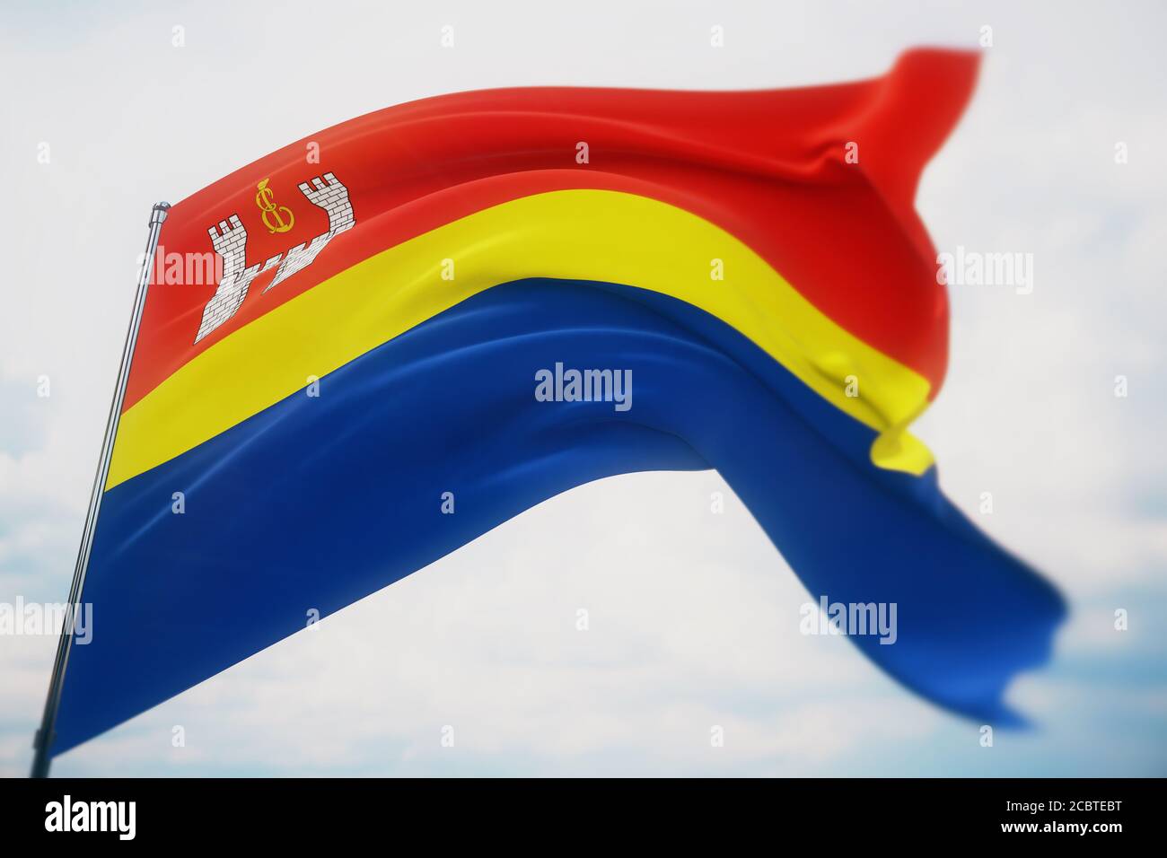 Flag of Kaliningrad Oblast. High resolution close-up 3D illustration ...
