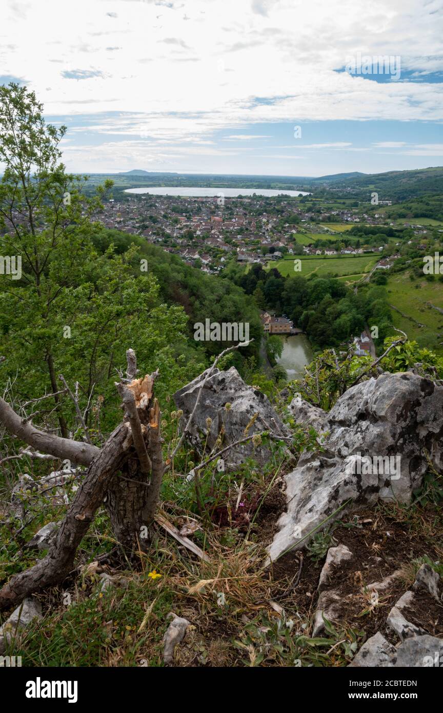 view of the village of Cheddar with reservoir near Cheddar George ...