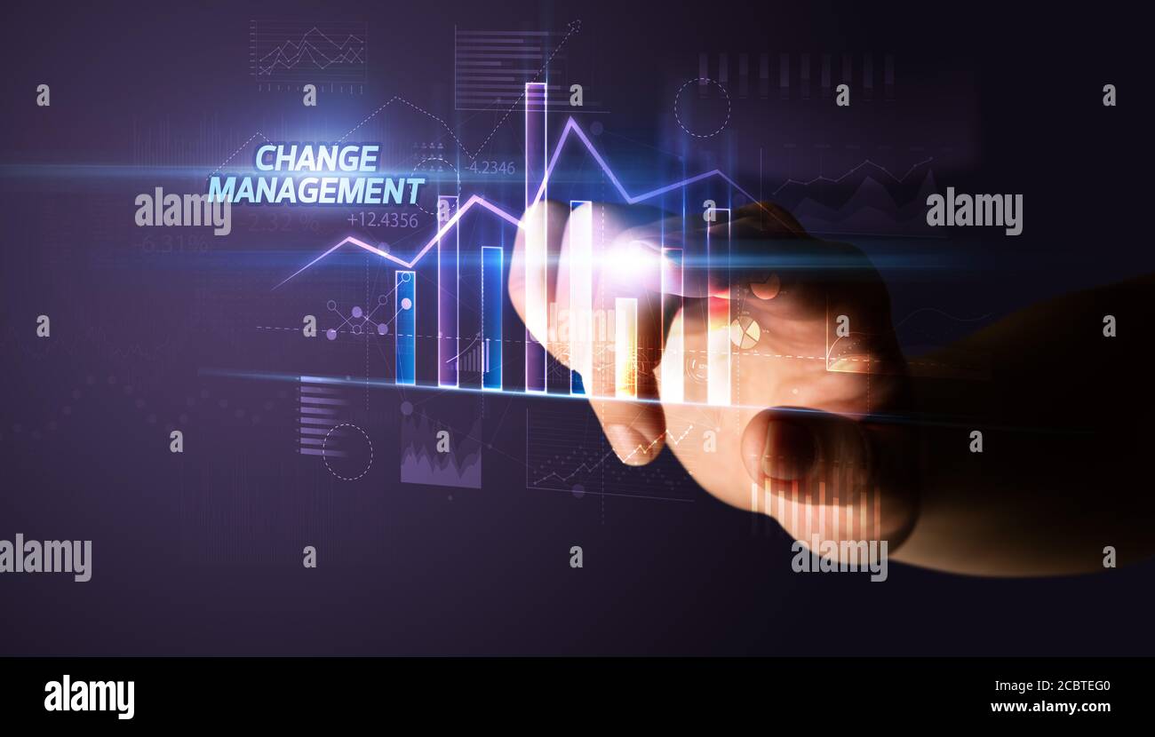 Hand touching CHANGE MANAGEMENT button, business concept Stock Photo ...