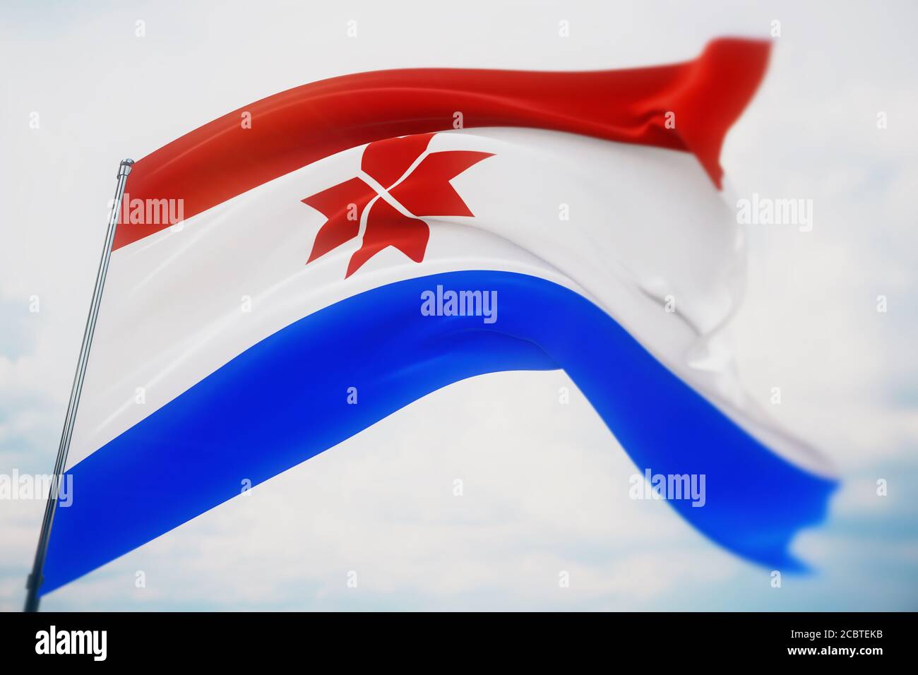Flag of Mordovia. High resolution close-up 3D illustration. Flags of ...