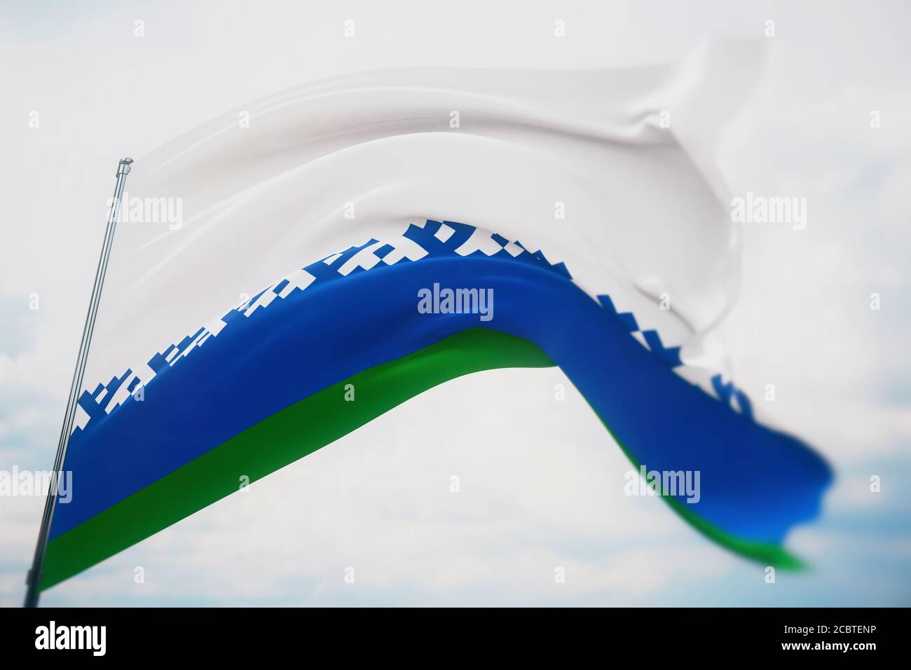 Flag of Nenets Autonomous Okrug. High resolution close-up 3D ...