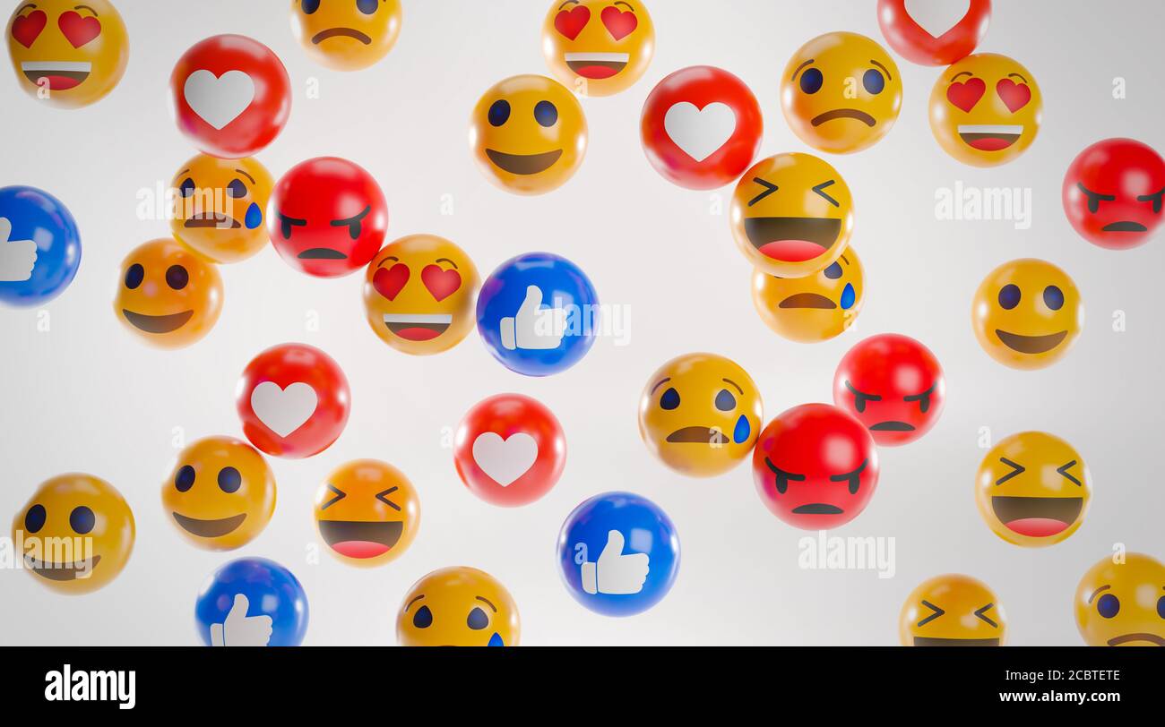 Emoji Icons With Facial Expressions. Social Media Concept White ...