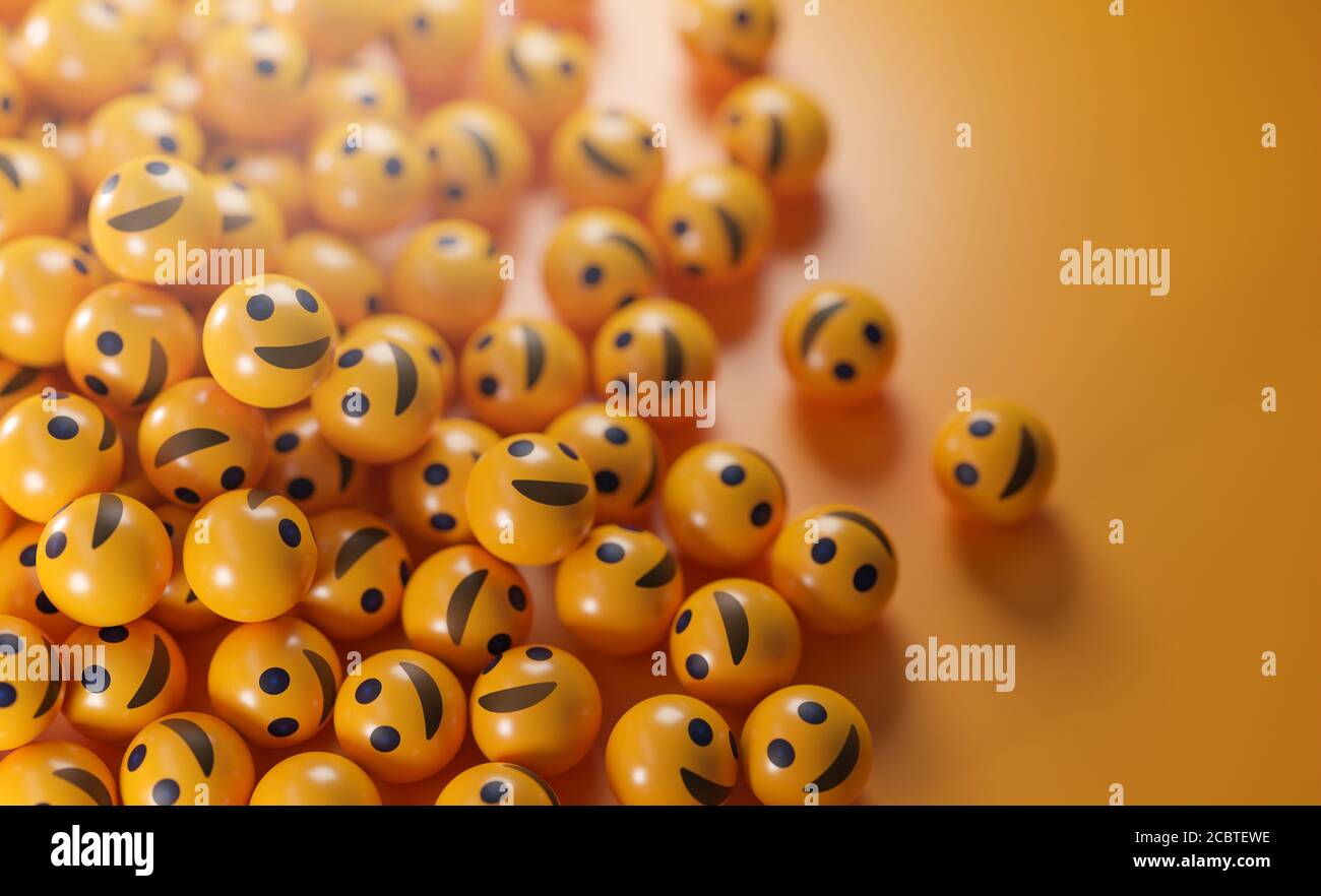 A Bunch of Smiley Emoticons. Social Media Concept Yellow Background 3D ...