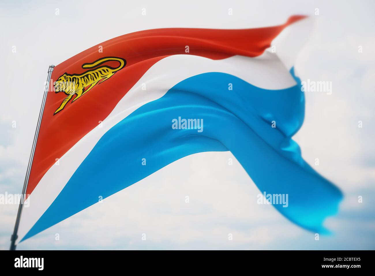 Flag of Primorsky Krai. High resolution close-up 3D illustration. Flags ...