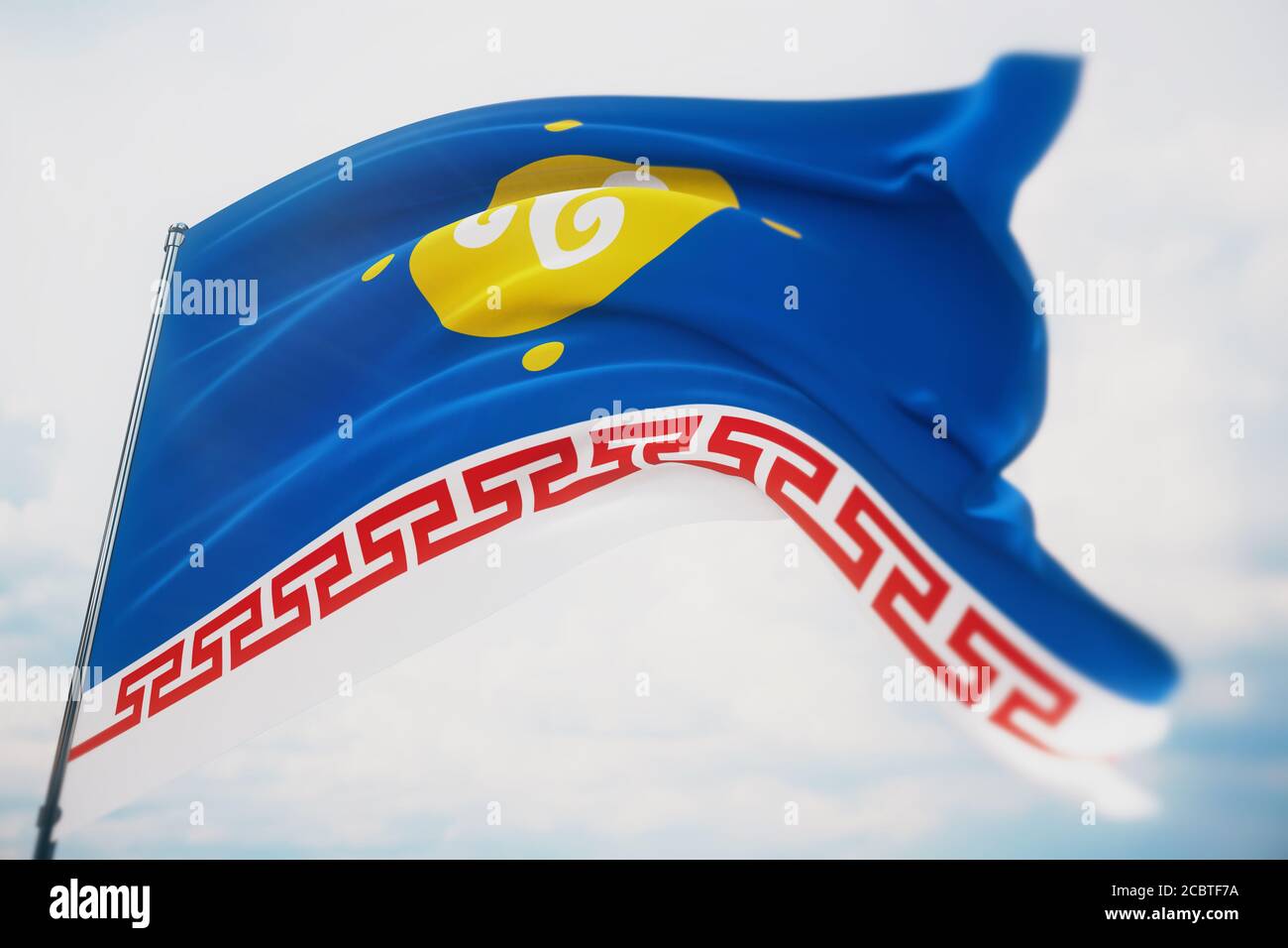 Flag of Ust-Orda Buryat Okrug. High resolution close-up 3D illustration ...