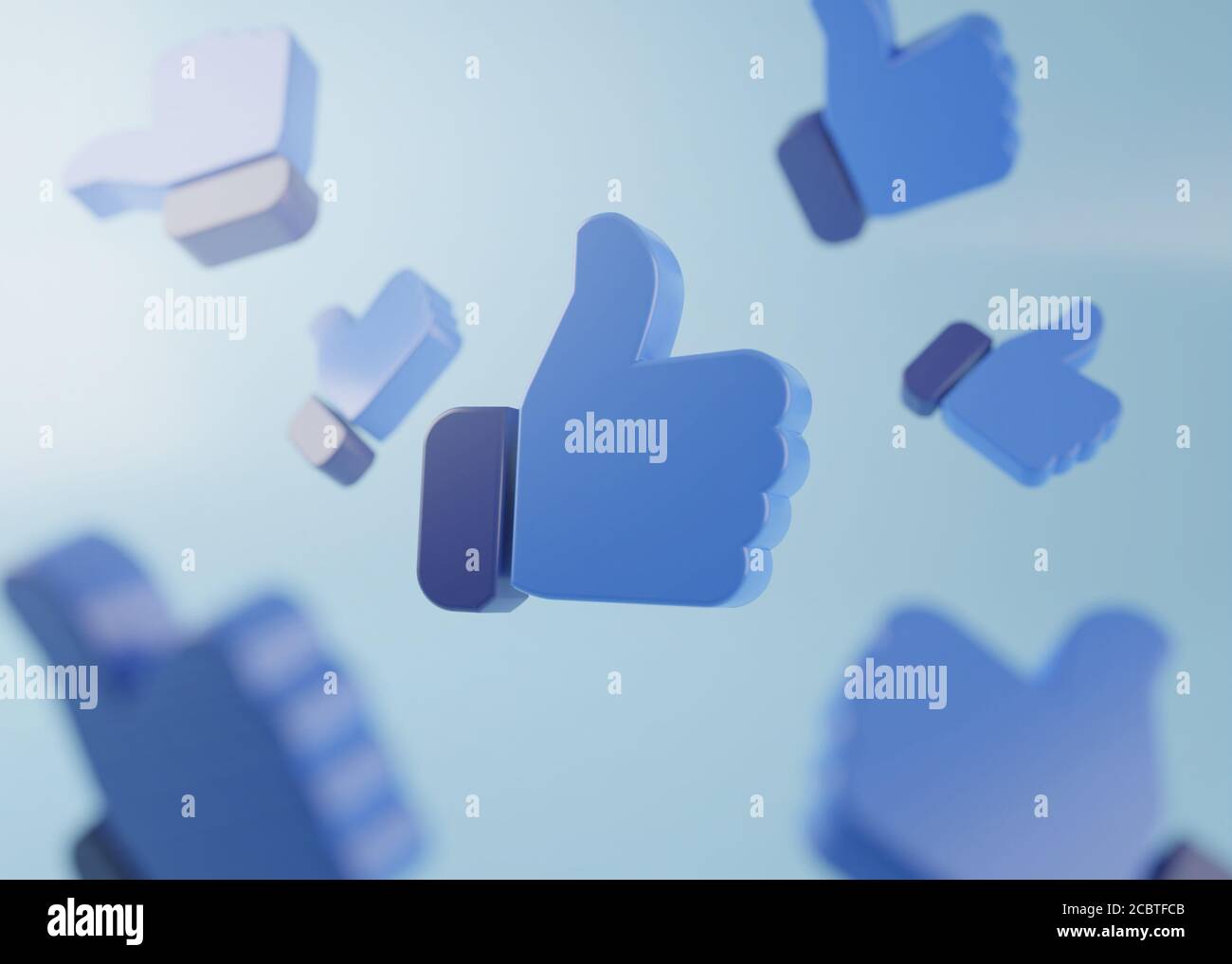 Floating Blue Thumb Up Like Icon 3D Rendering Stock Photo - Alamy