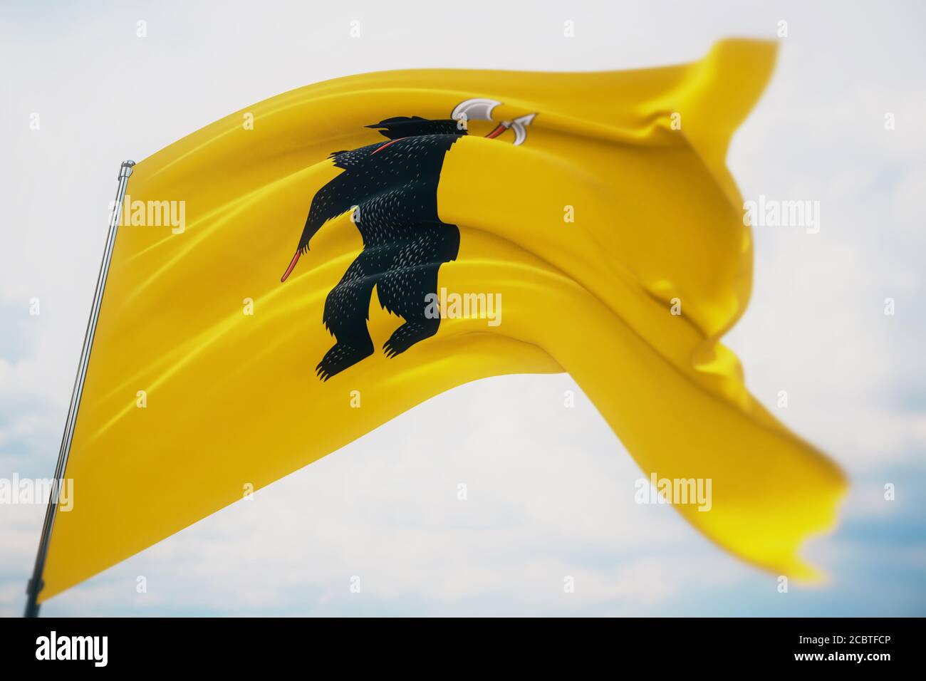 Flag of Yaroslavl Oblast. High resolution close-up 3D illustration ...