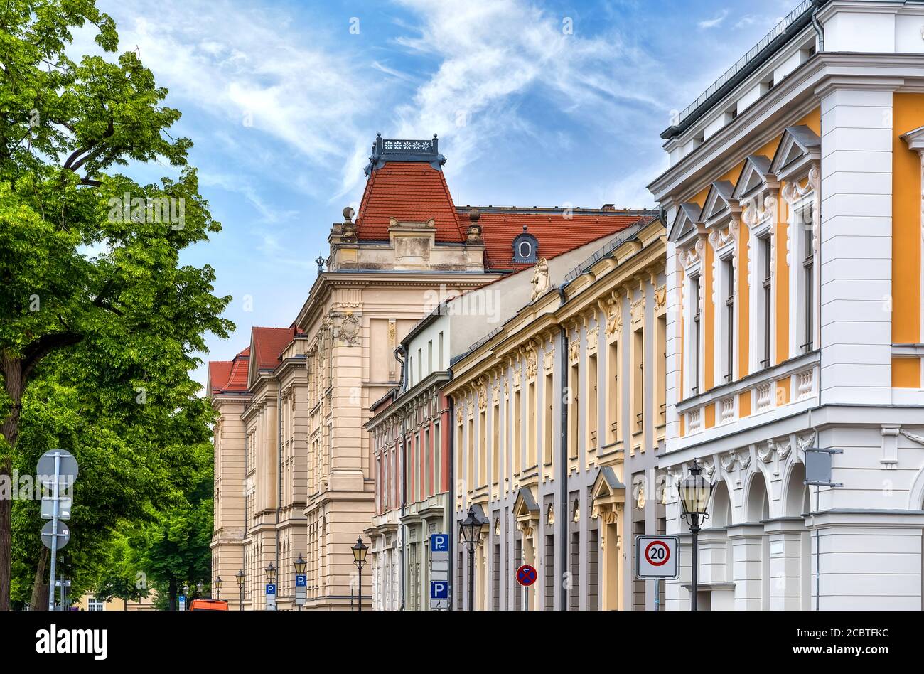 Beautiful facades of ancient buildings in the old town of Potsdam ...