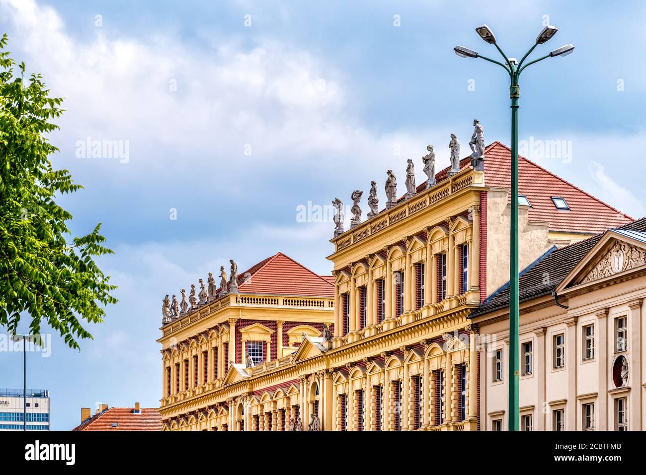 Beautiful facades of ancient buildings in the old town of Potsdam ...