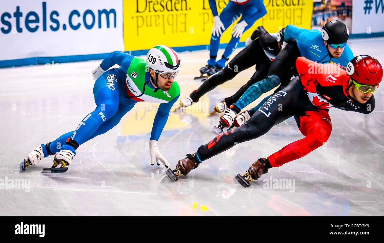 Dresden, Germany, February 02, 2019: Italian speed skater Mattia ...