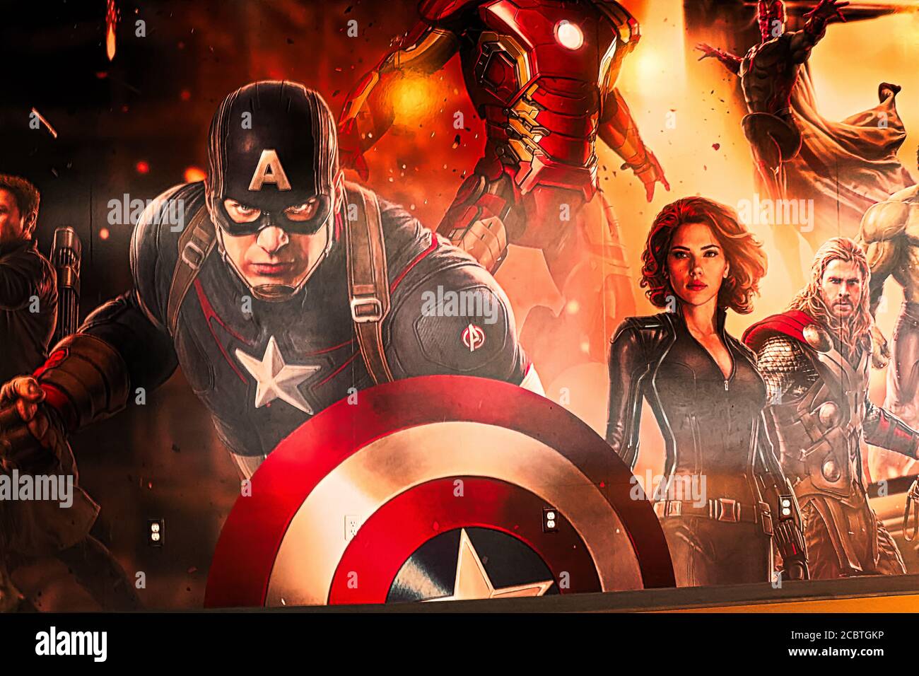 Marvel superheroes at the Avengers Station complex in Las Vegas Stock ...