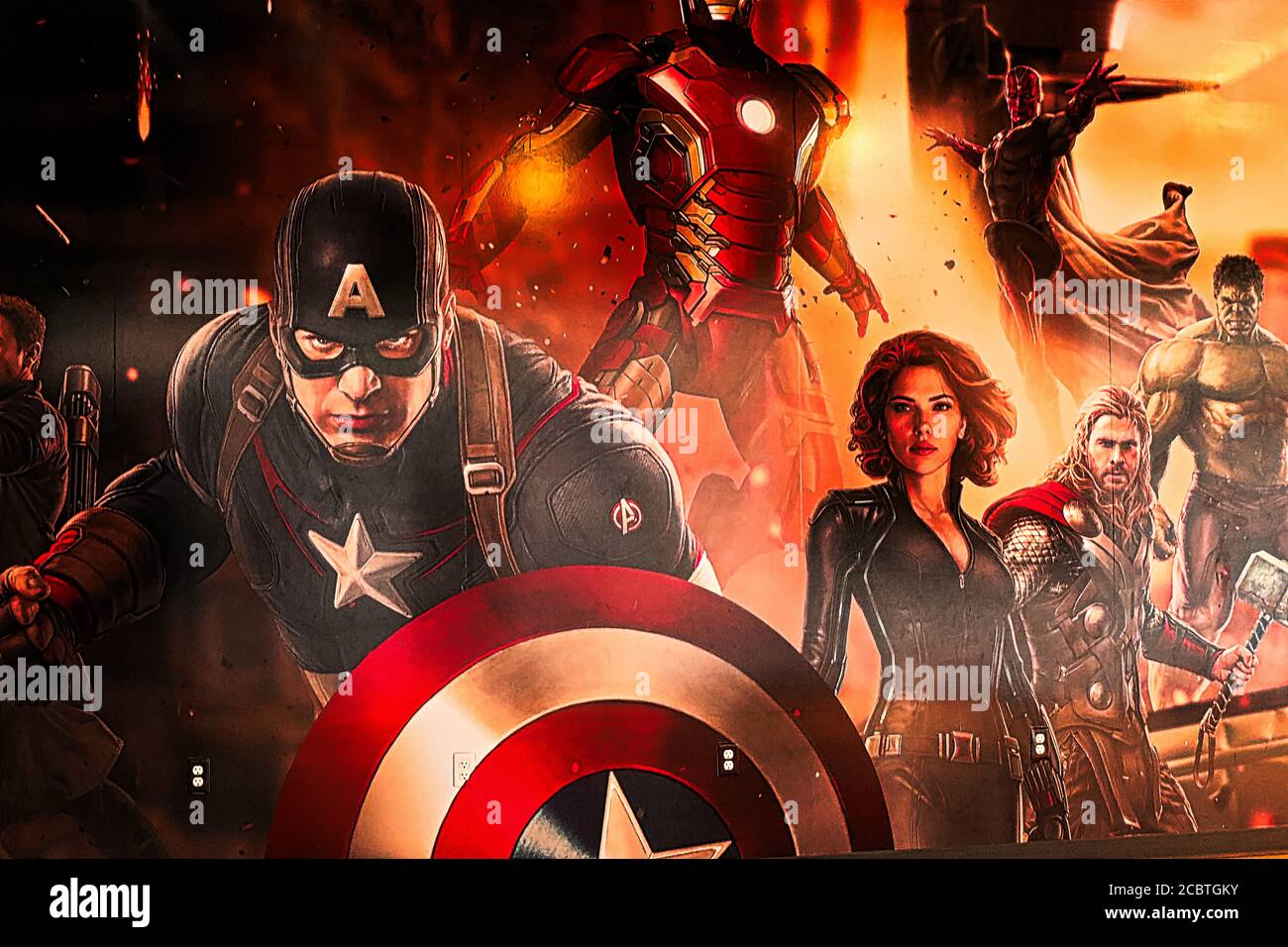 Marvel superheroes at the Avengers Station complex in Las Vegas Stock ...