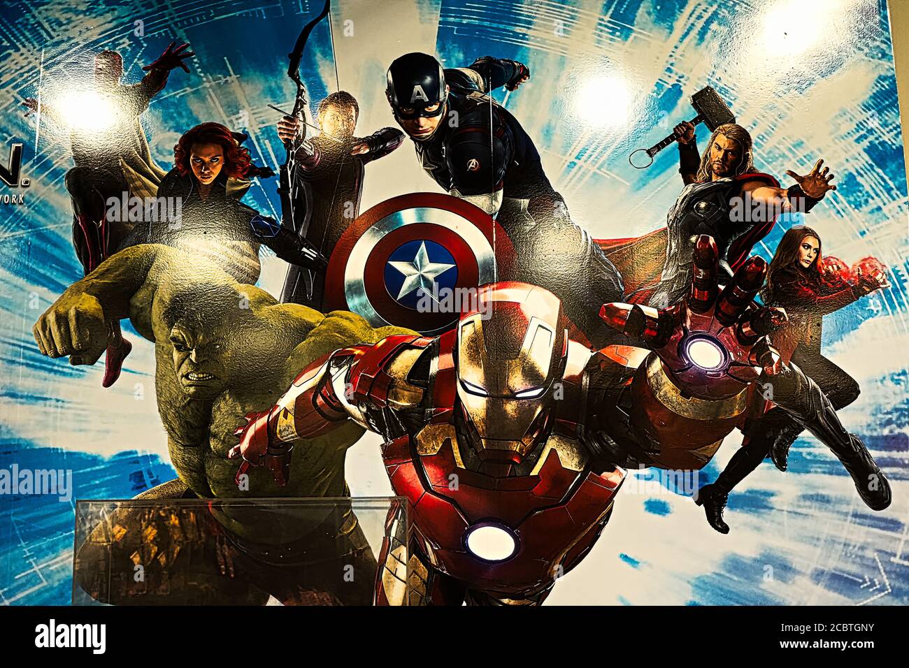 Marvel superheroes at the Avengers Station complex in Las Vegas Stock ...