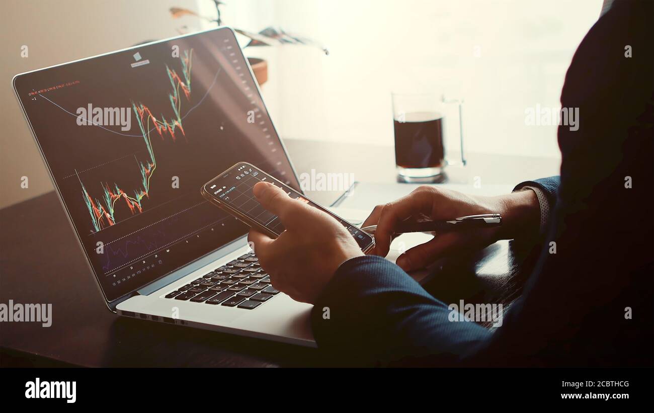 Stock trading graph price prediction and profit gain Stock Photo - Alamy