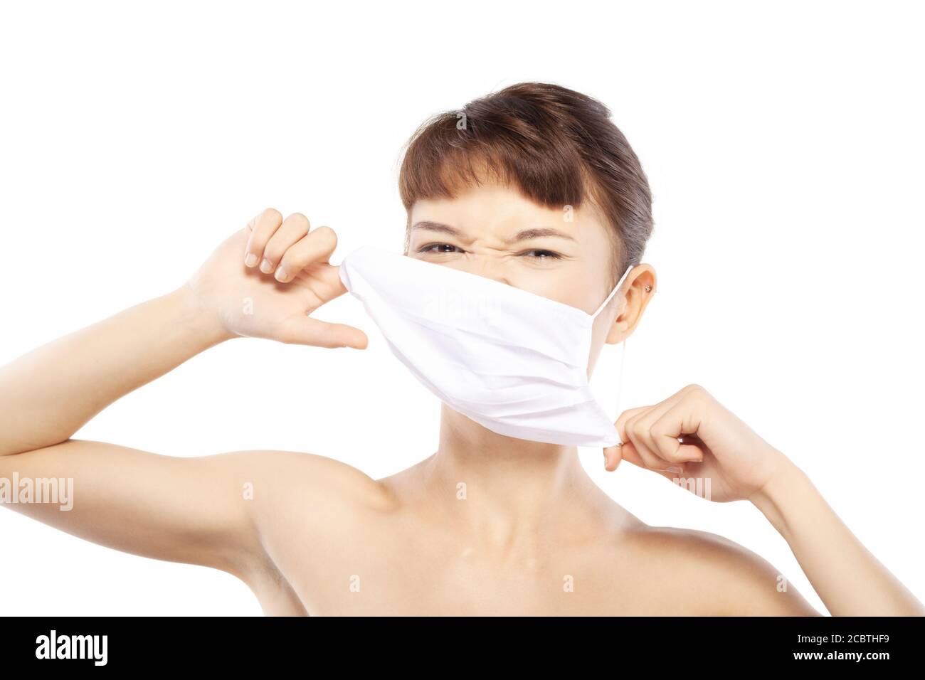 Angry woman face mask hi-res stock photography and images - Alamy