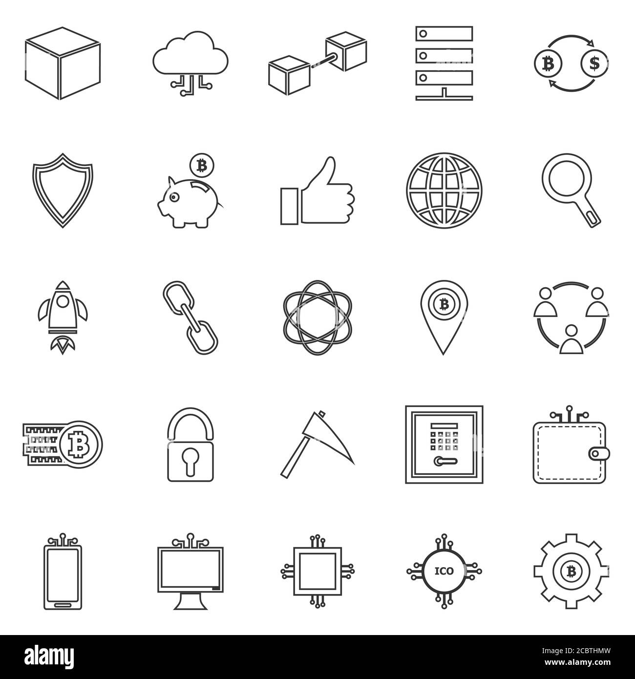 Blockchain line icons on white background, stock vector Stock Vector ...