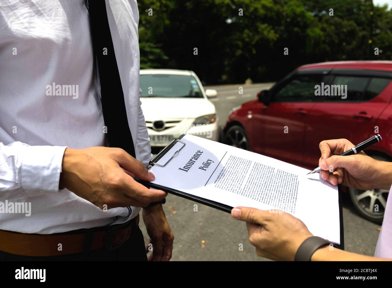 The insurance agent working claim process in payment on from parties ...