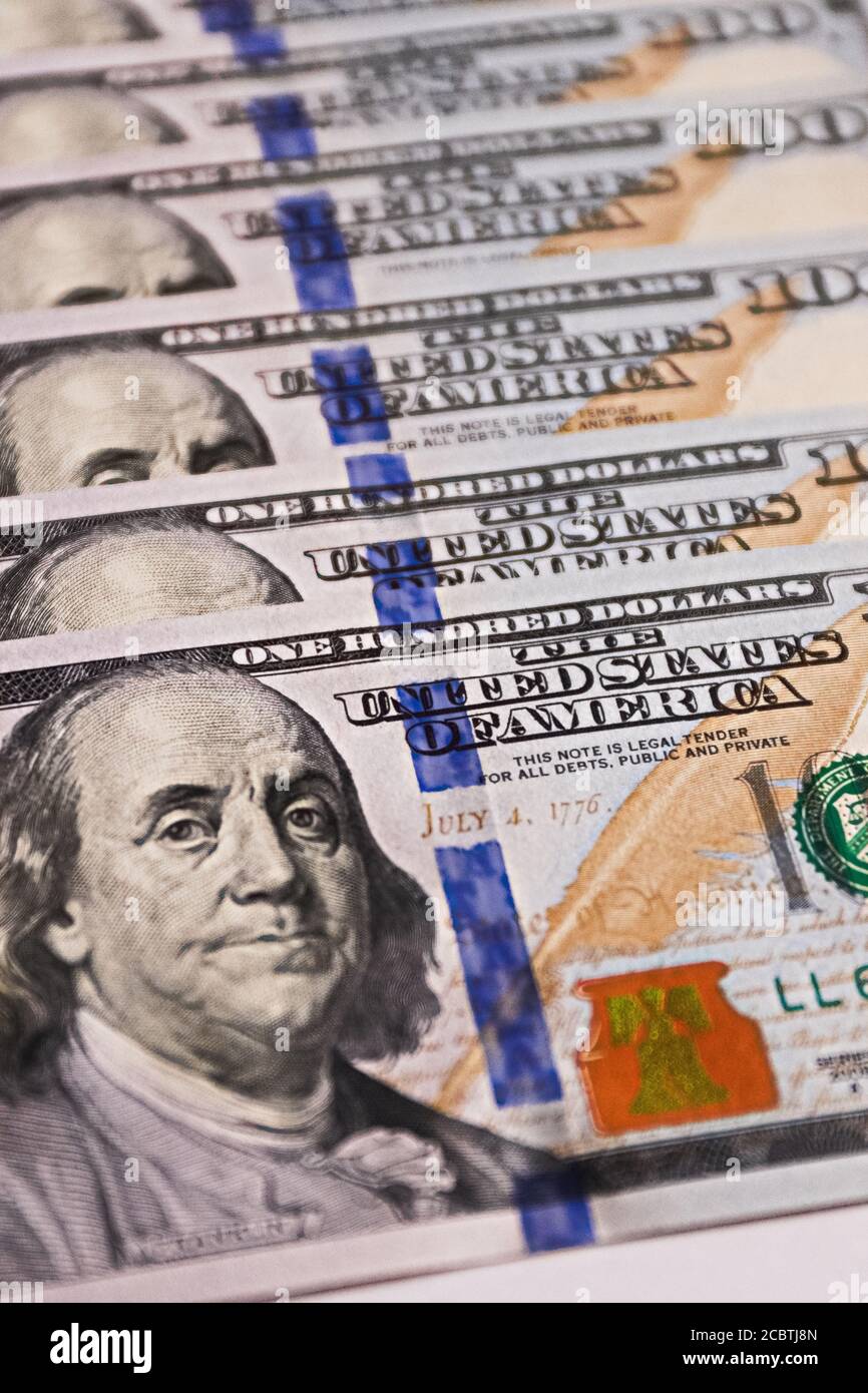 Money American dollar bills,stack of 100 dollar bills close-up,Hundreds ...