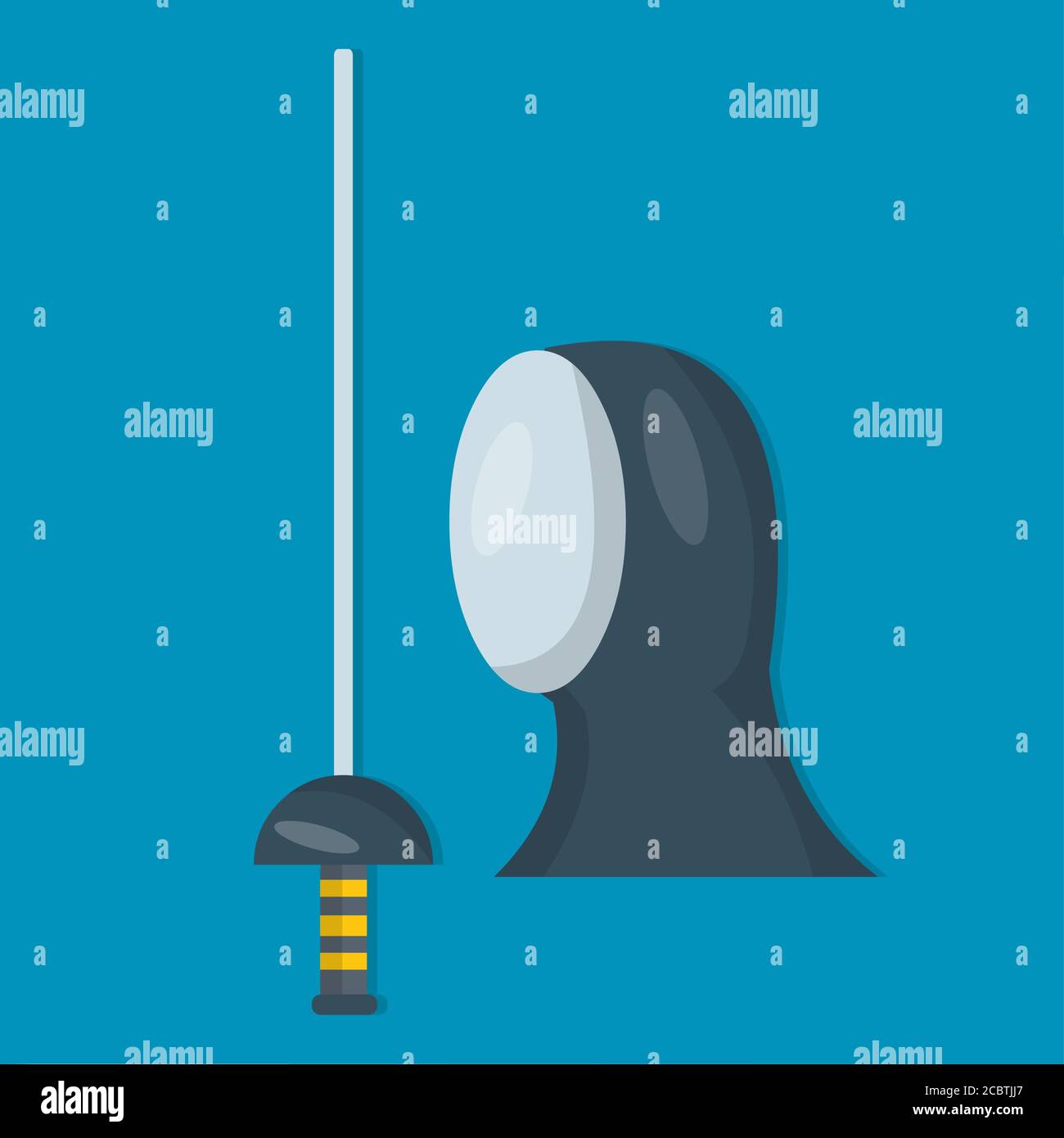 fencing sword and mask equipment isolated vector illustration in flat ...