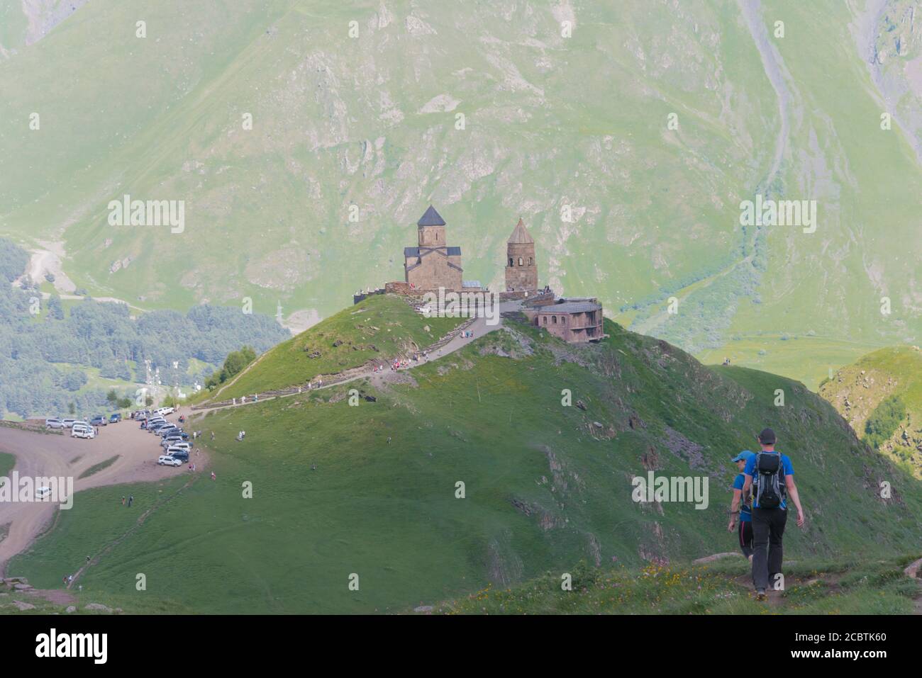 Kazbegi, Georgia - Gergeti Trinity Church on Kazbegi National Park in ...